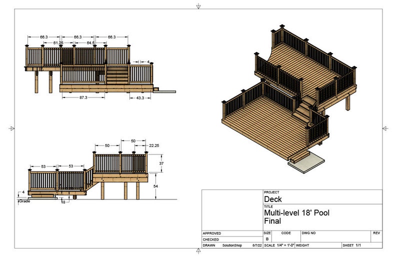 Plans for Multi-level Above Ground Pool Deck; Pool 18'x54", Upper 9.5 ...
