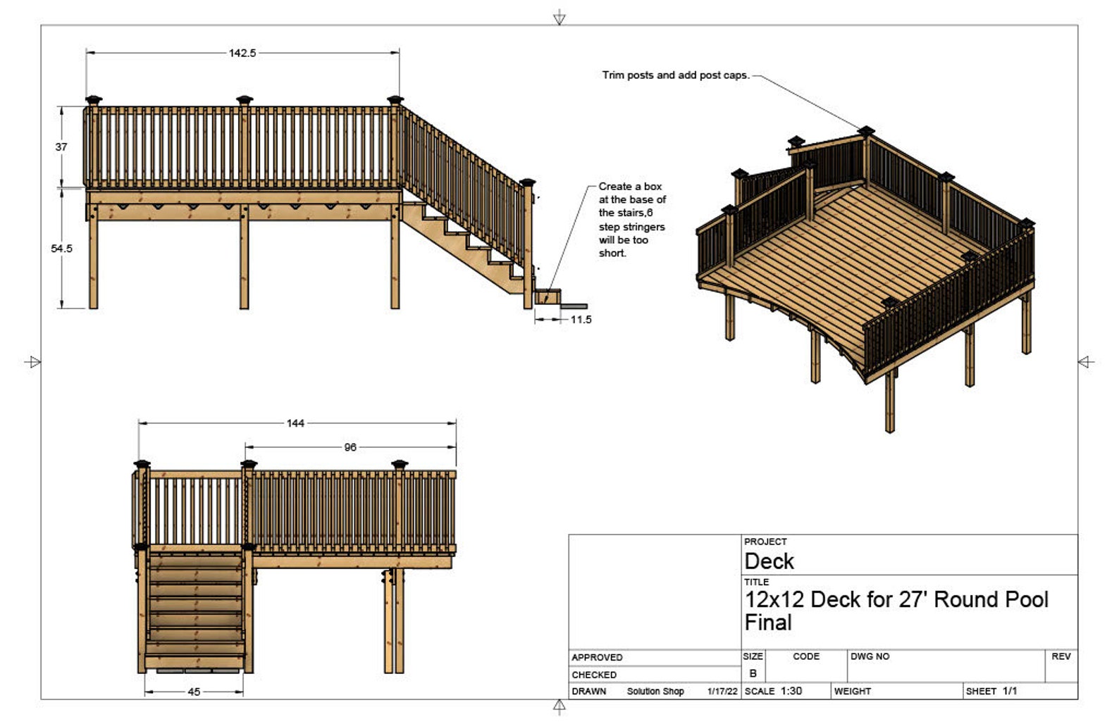 Plans for Above Ground Pool Deck (12x12) 27' Round Pool 54" High - Etsy