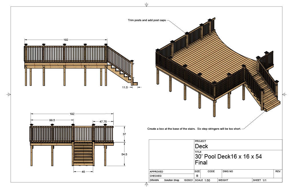 Plans for Above Ground Pool Deck 16x16 30' Round Pool 54 High - Etsy
