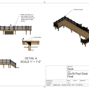 Above Ground Pool Deck Plans: 48'x16' Deck for 32'x16' Pool - Etsy