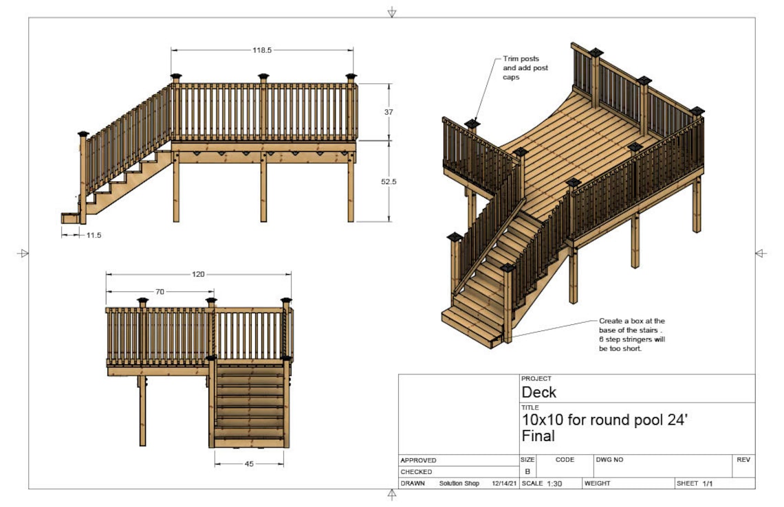 Plans for Above Ground Pool Deck 10x10 24' Round Pool 52 High - Etsy