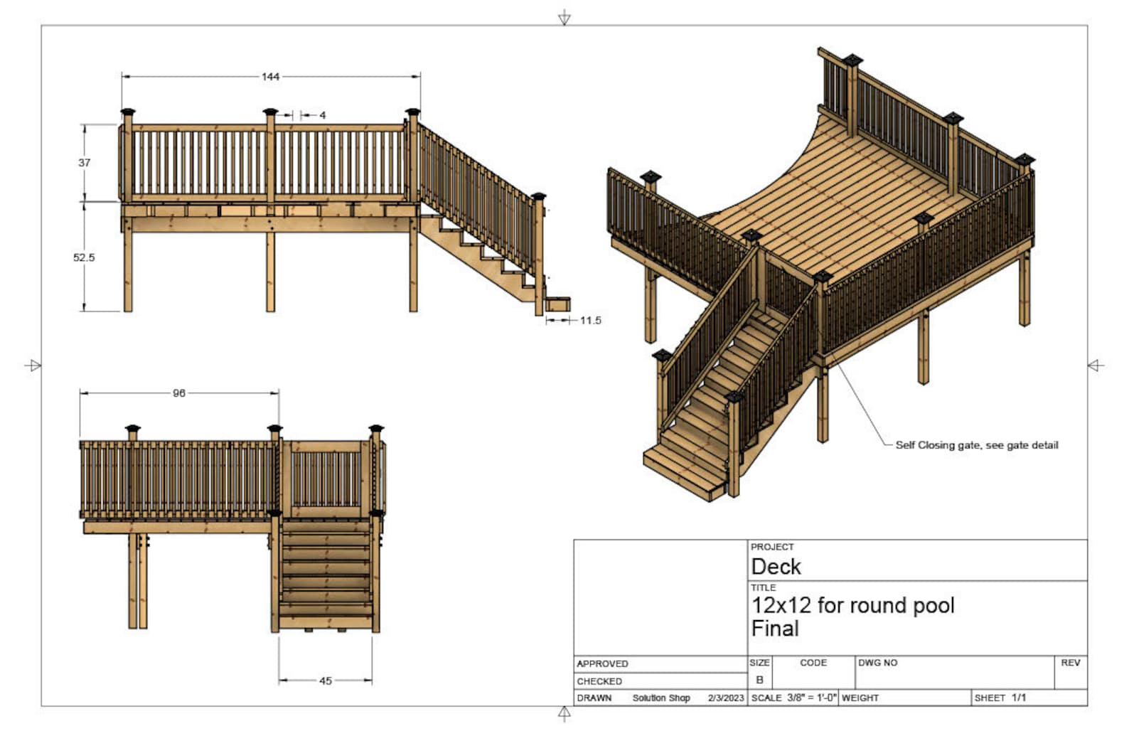 Plans for Above Ground Pool Deck (12x12) 18' Round Pool With Gate. - Etsy