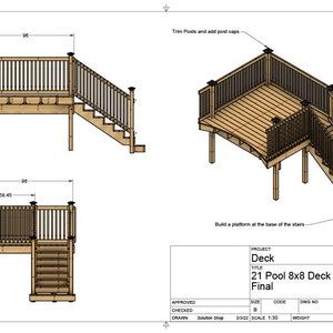 Plans for Above Ground Pool Deck (8x8) 21' Round Pool. Left Entry Steps ...