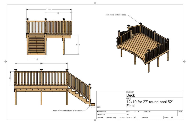 Plans for Above Ground Pool Deck (10x12) 27' Round Pool 52" High - Etsy