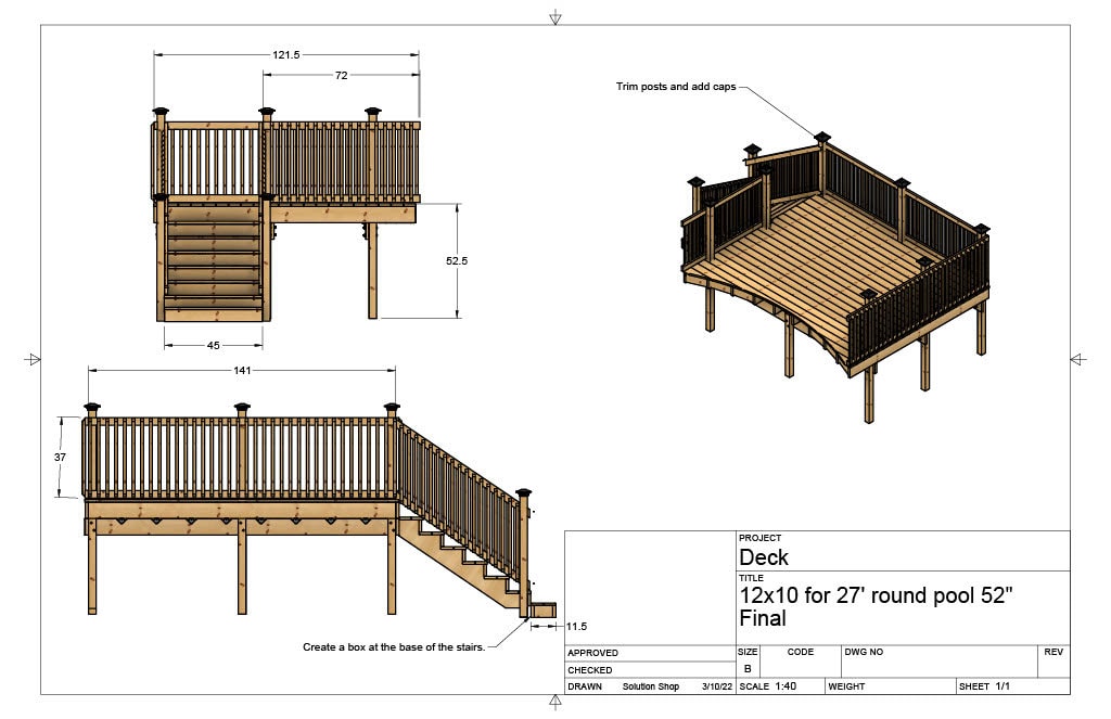 Plans for Above Ground Pool Deck 10x12 27' Round Pool 52 High - Etsy