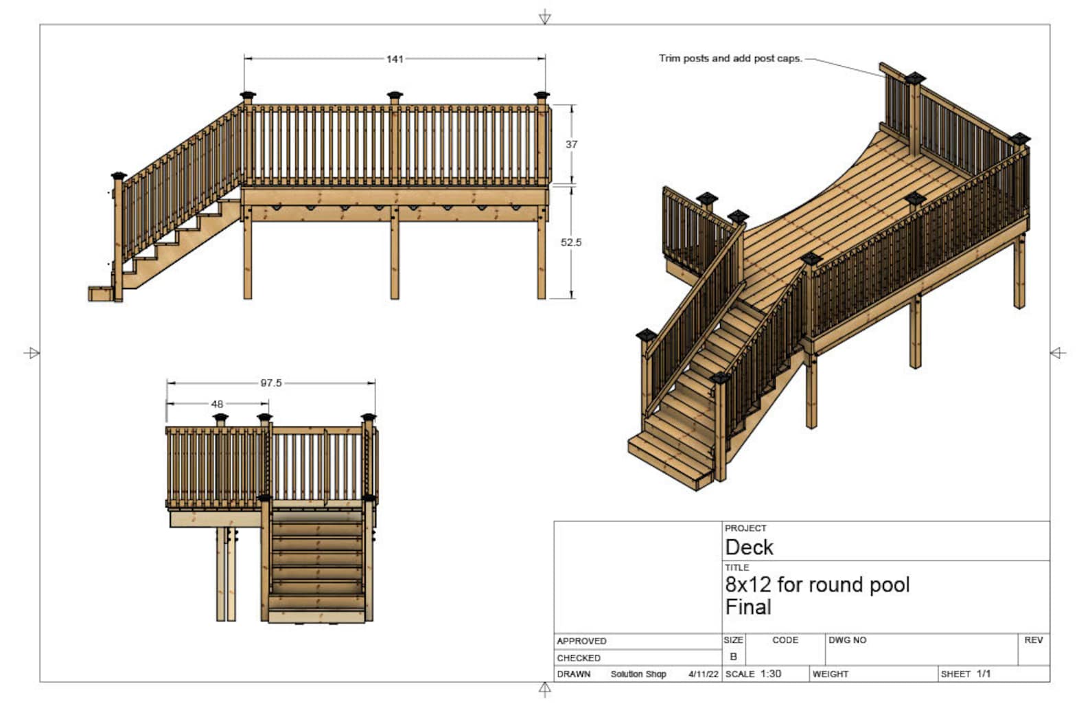 Plans for Above Ground Pool Deck 8x12 24' Round Pool - Etsy Canada