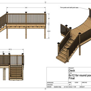 Plans for Above Ground Pool Deck (8x12) 24' Round Pool 52" High - Etsy