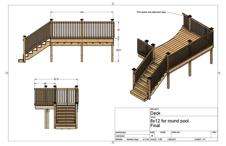 Plans for Above Ground Pool Deck (8x12) 24' Round Pool 52" High - Etsy