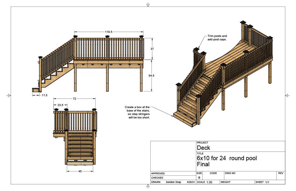 Plans for Above Ground Pool Deck (6x10) 24' Round Pool. . - Etsy