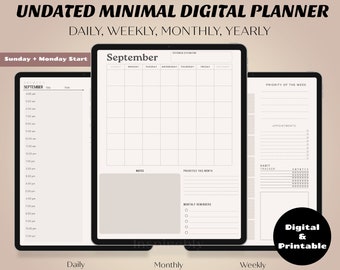 Digital Planner, Daily Planner, Weekly Planner, Monthly Planner ...
