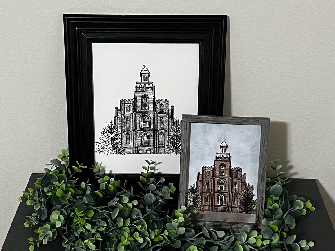 Logan Temple Print of Original Ink and Watercolor Painting, LDS Temple ...