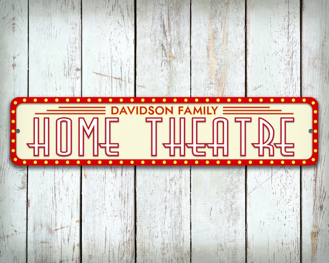 Custom Home Theatre Sign - Metal Personalized Cinema Theater Man Cave ...
