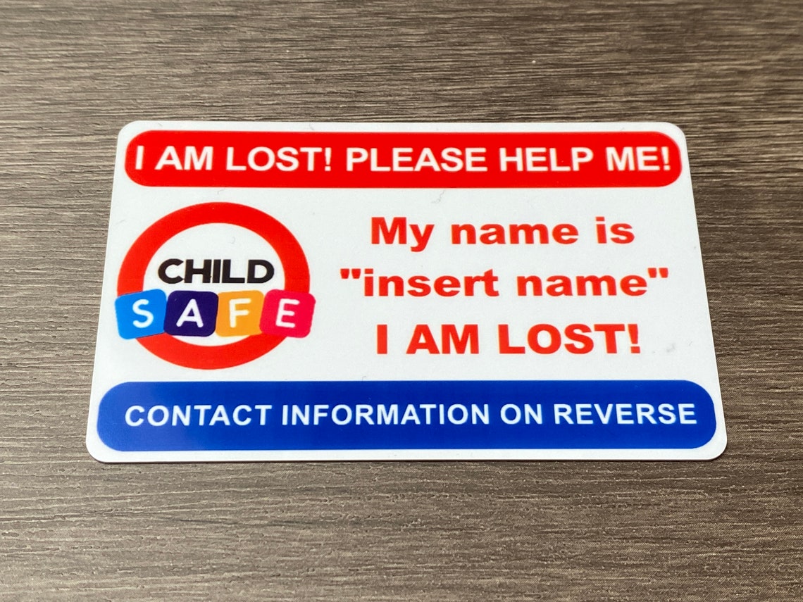 Lost Missing Child Plastic ID Card Personalised Emergency - Etsy UK