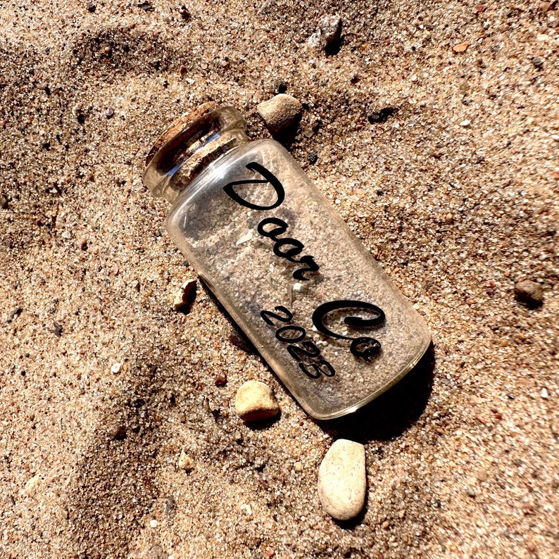 SET of TWO Glass Sand Jar Cork Lid Sand Jar Personalized Sand Container ...