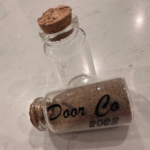 SET of TWO Glass Sand Jar Cork Lid Sand Jar Personalized Sand Container ...