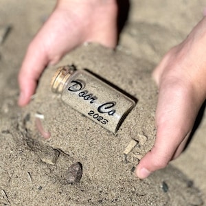 SET of TWO Glass Sand Jar Cork Lid Sand Jar Personalized Sand Container ...