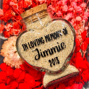 Personalized Honeymoon Sand Glass Heart Jar Cork Closure Honeymoon ...