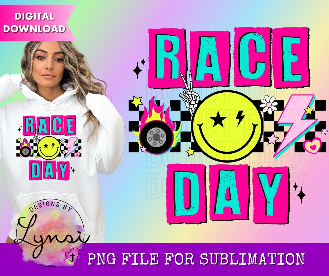 Race Day PNG Digital Design - Race Sublimation Design - Retro Design ...