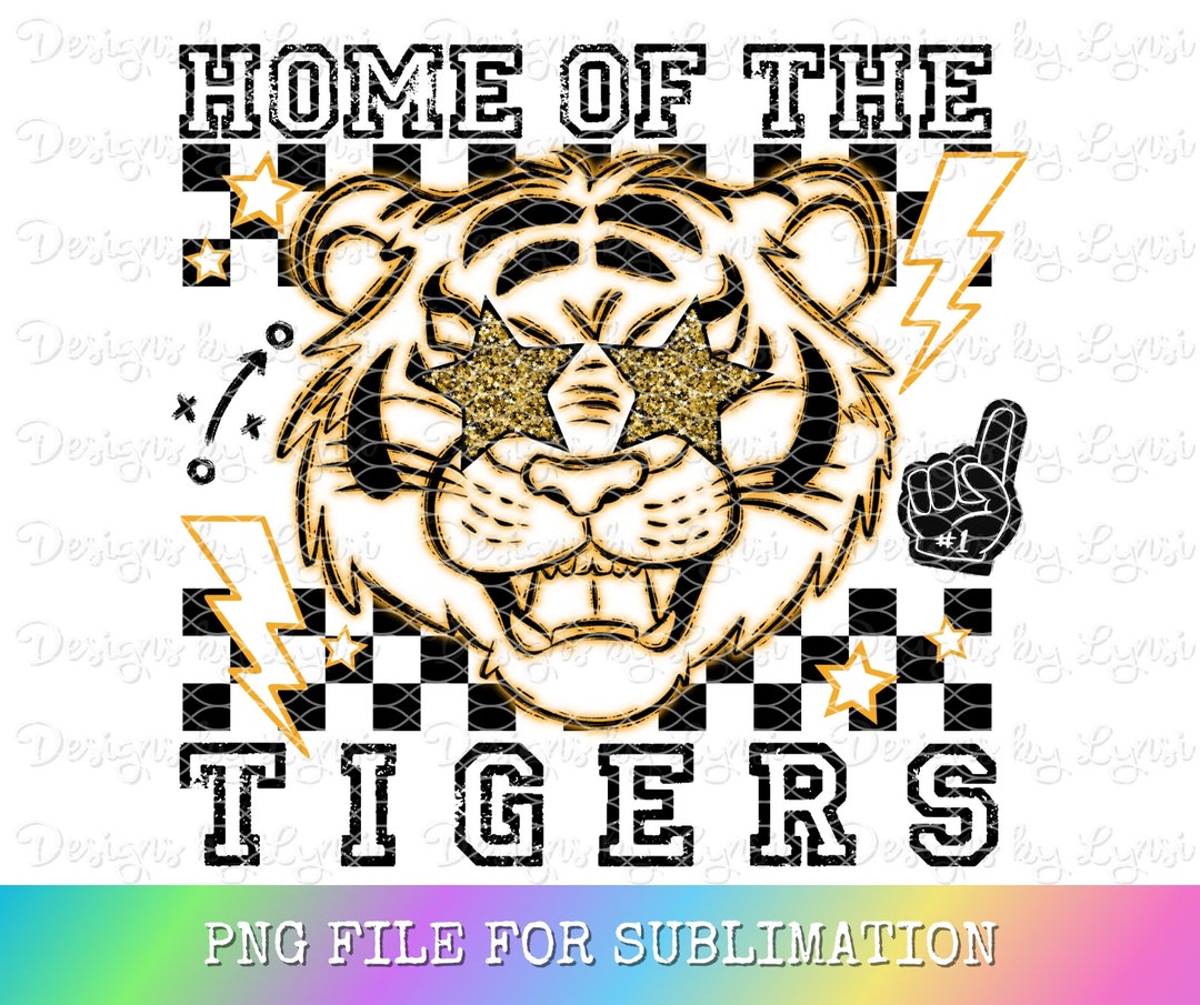 Tigers Yellow Preppy Mascot PNG Digital Design - Checkered Mascot ...