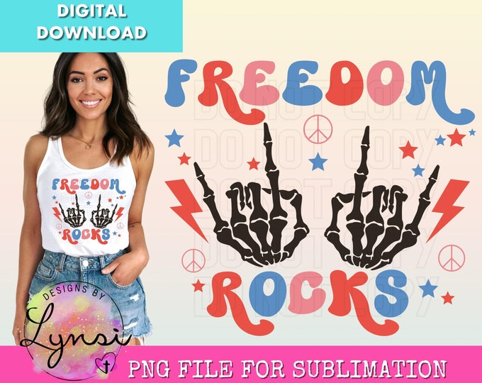 Freedom Rocks PNG Digital Design Retro USA Sublimation Png 4th of July ...