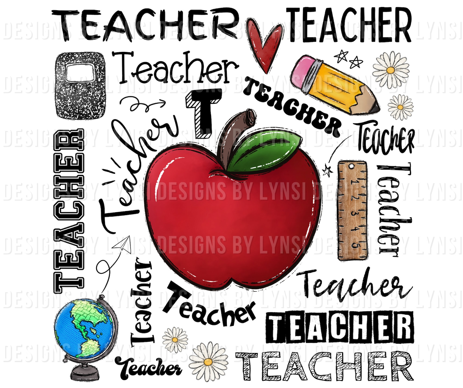 Teacher PNG Digital Design - Teacher Sublimation Design - School Png ...
