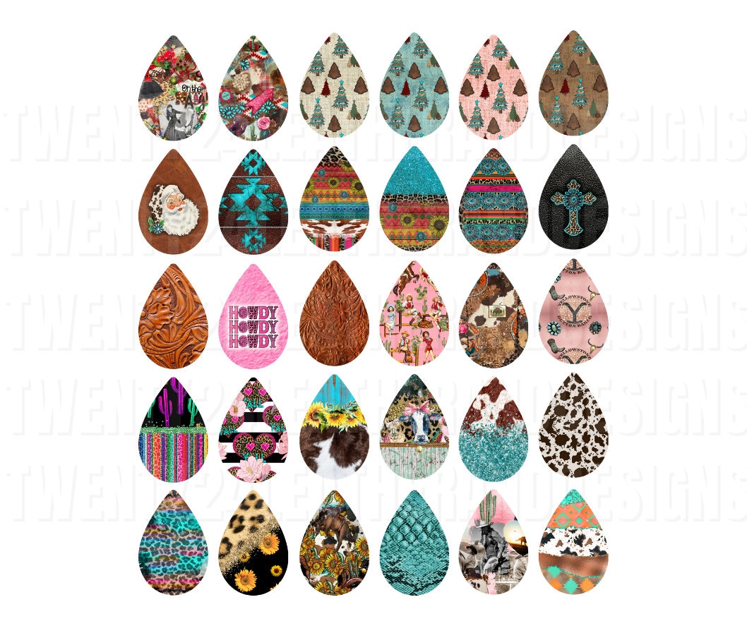 Western Teardrop Earrings PNG Sublimation - Western Earring BUNDLE of ...