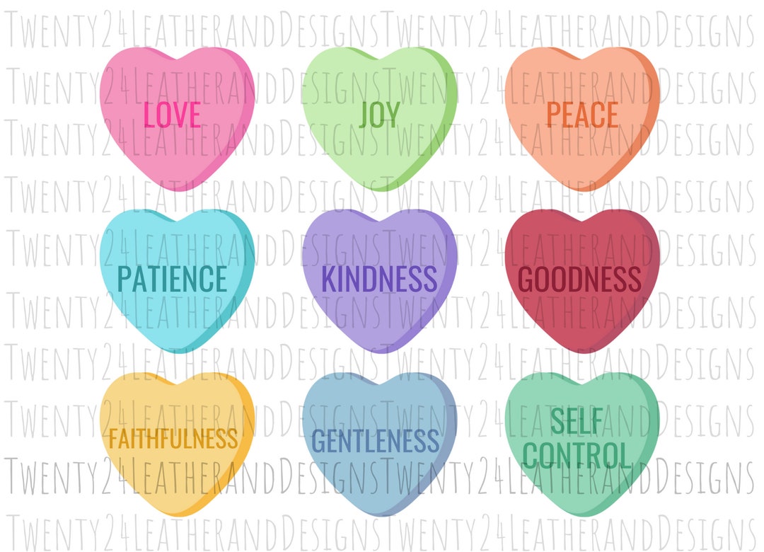 Fruits of the Spirit Candy Hearts Sublimation Digital Design ...