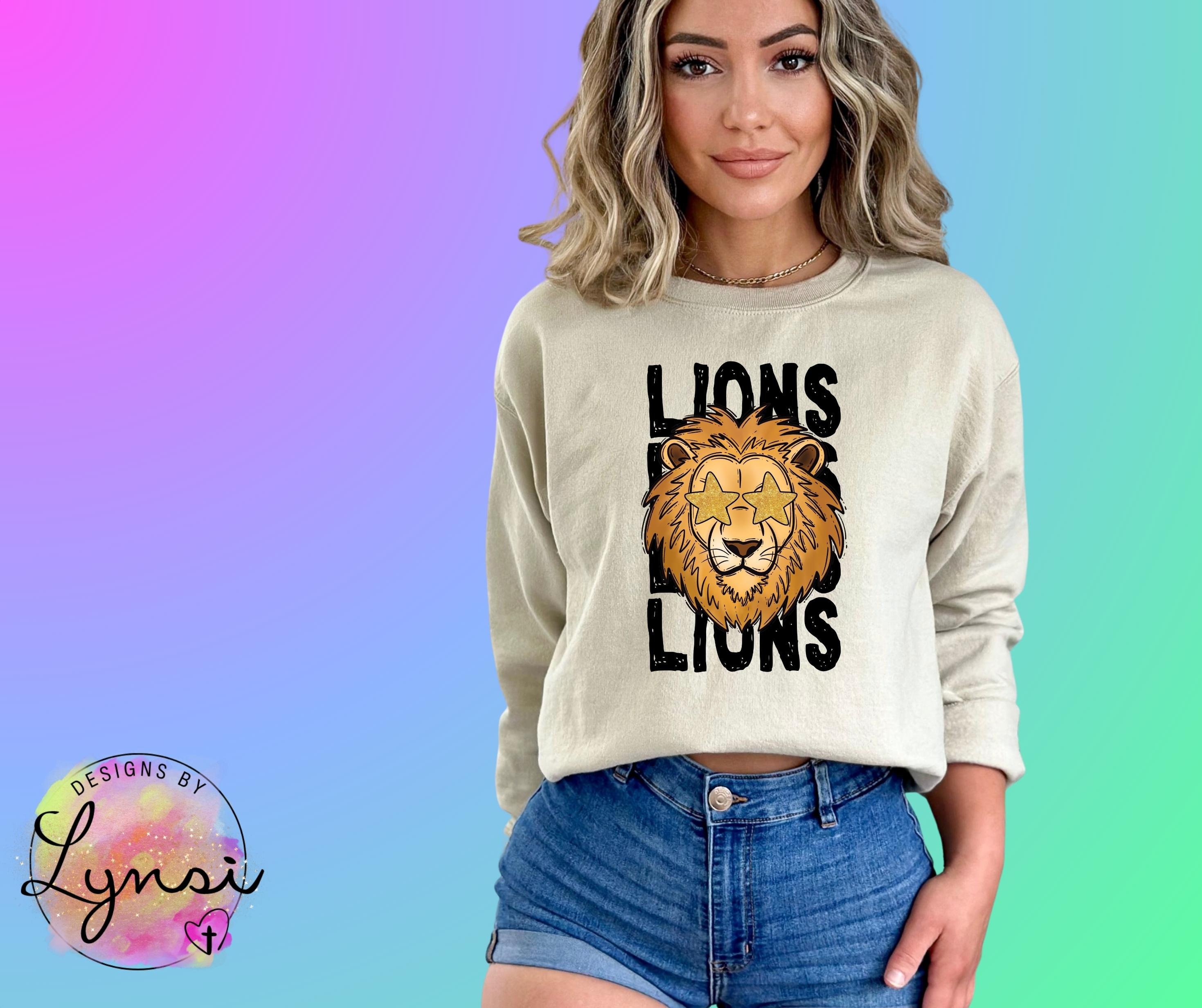 Lions Preppy Mascot PNG Digital Design - Lion Mascot - School Spirit ...