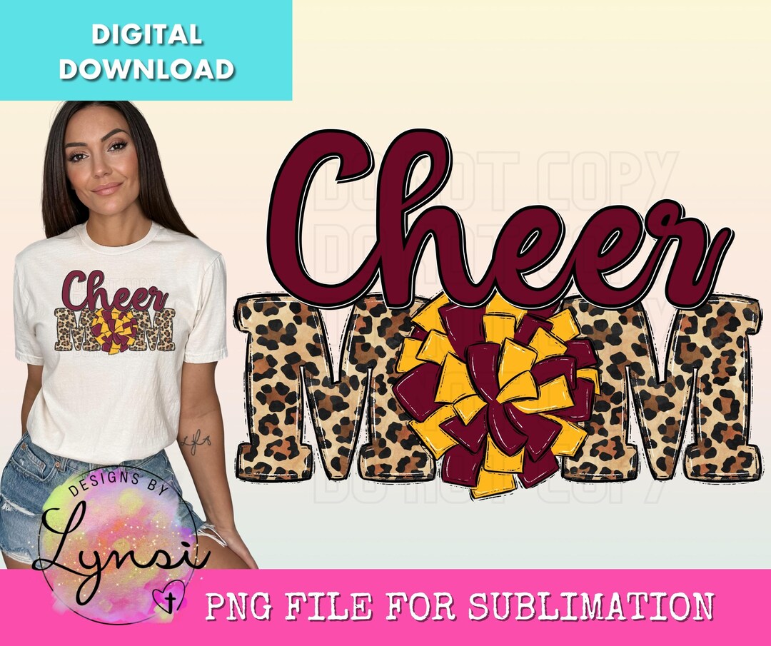 Cheer Mom PNG Digital Design - Cheer Sublimation Design - Leopard Cheer ...