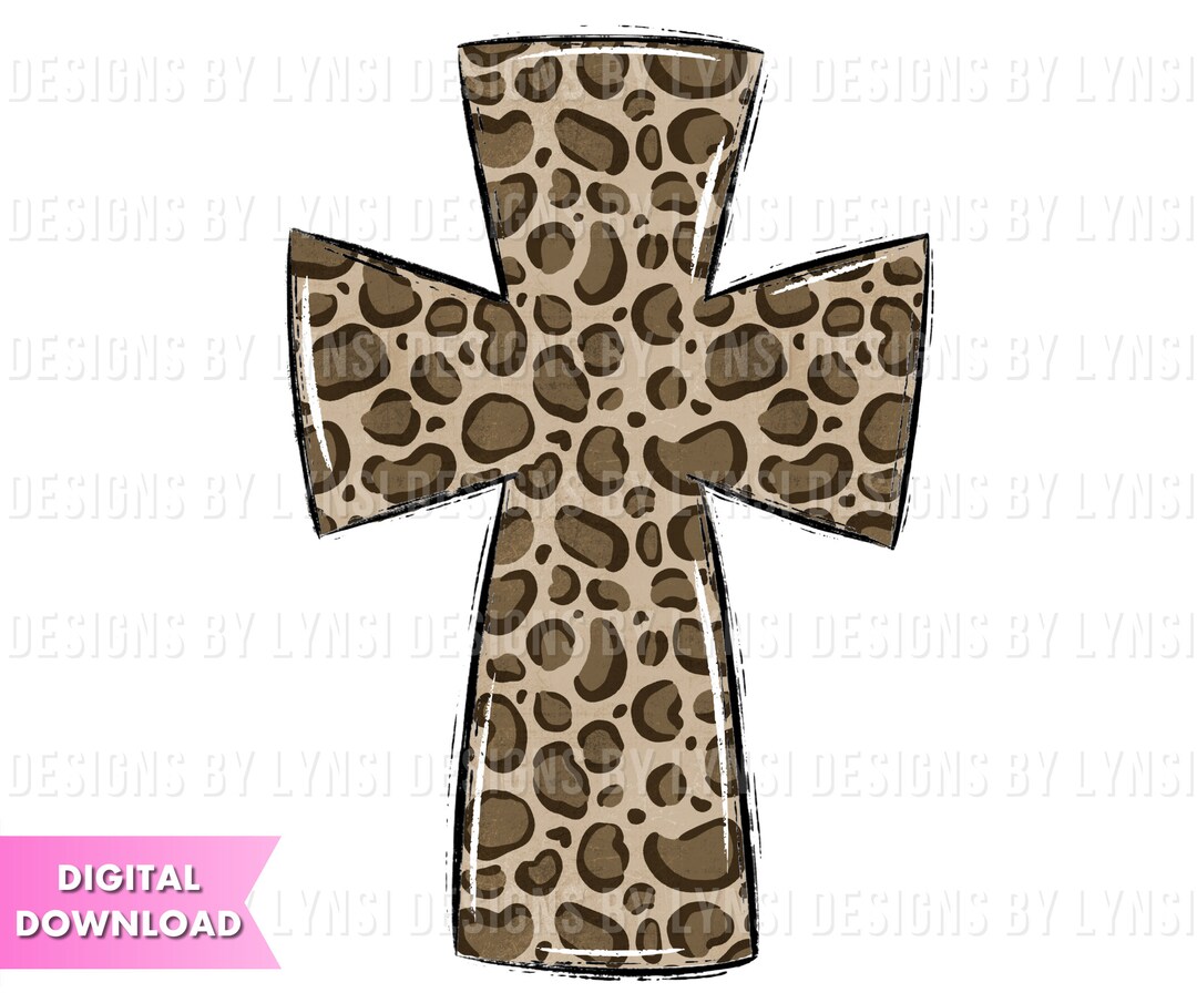 Leopard Cross Sublimation PNG Digital Download - Hand Drawn Cross ...