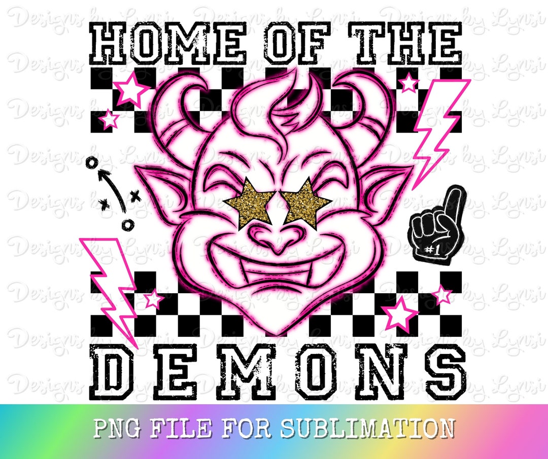 Demons Preppy Mascot PNG Digital Design - Checkered Mascot - School ...