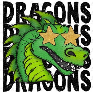 Dragons Preppy Mascot PNG Digital Design - Green Dragon Mascot - School ...