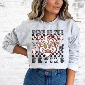 Devils Preppy Mascot PNG Digital Design Checkered Mascot School Spirit ...