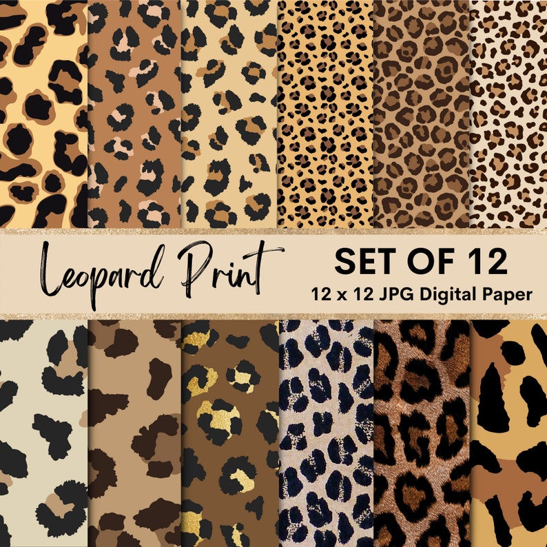 DIGITAL DOWNLOAD Leopard Print Digital Paper, Scrapbook Paper, 12x12 ...