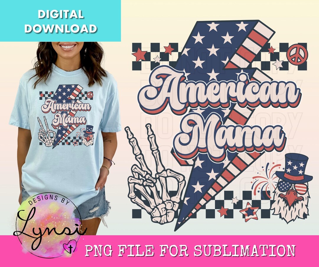 Retro American Mama PNG Digital Design - USA Sublimation Png ...