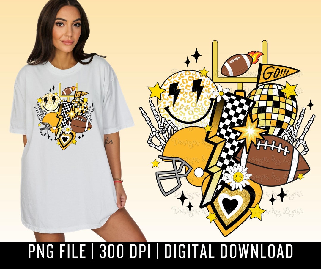 Retro Football PNG Digital Design - Yellow Football Sublimation ...