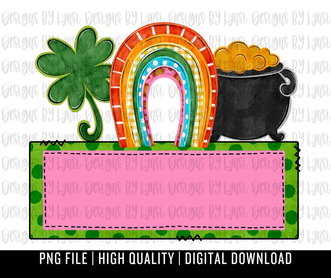 St. Patrick's Day Name Plate PNG Digital Design - Shamrock Sublimation ...
