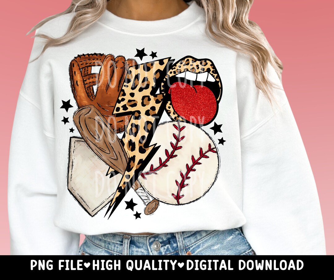 Baseball Leopard Lightning Bolt PNG Digital Design - Baseball ...