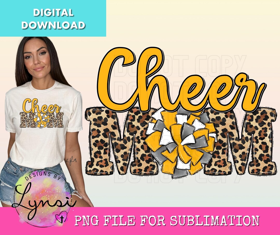 Cheer Mom PNG Digital Design - Cheer Sublimation Design - Leopard Cheer ...