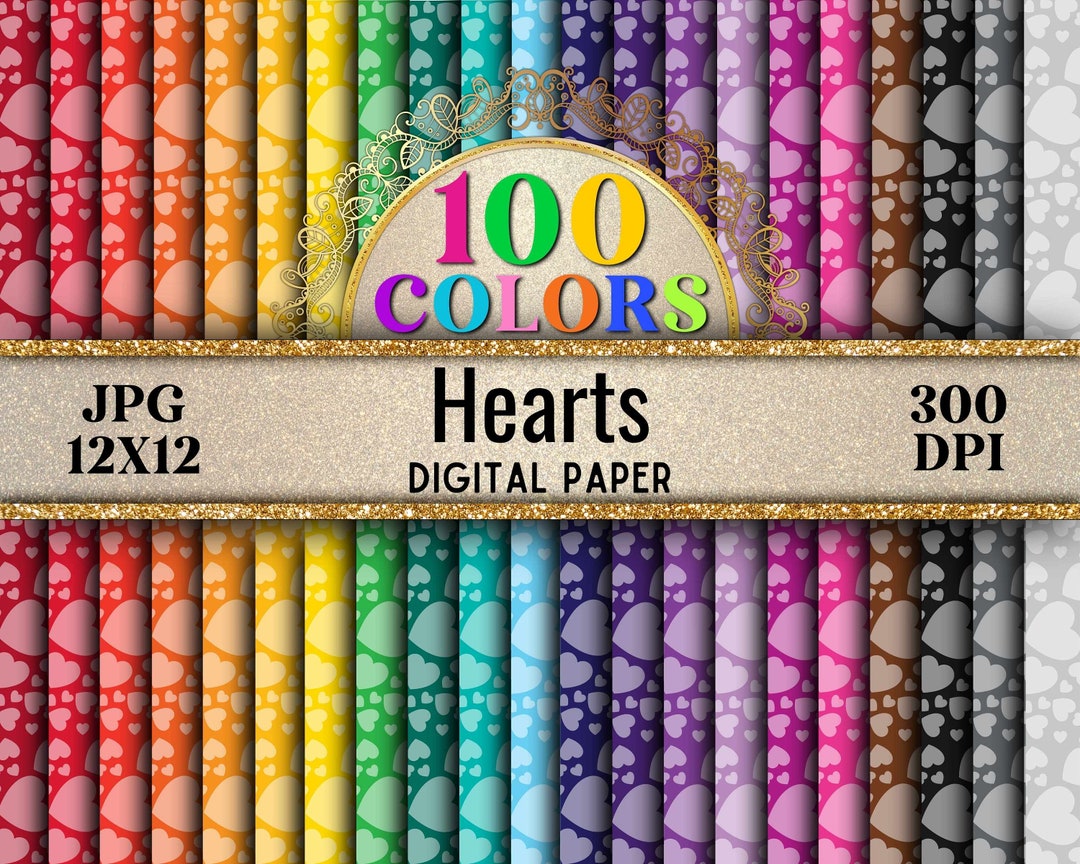 Hearts Digital Paper JPG - Scrapbook Paper - Textured Paper - Printable ...