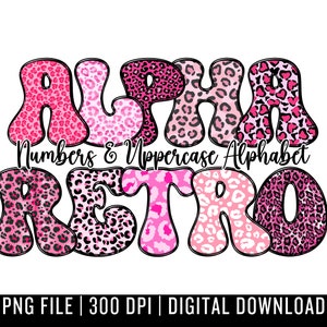 Retro Alphabet Uppercase Letters & Numbers - PNG Digital Download ...