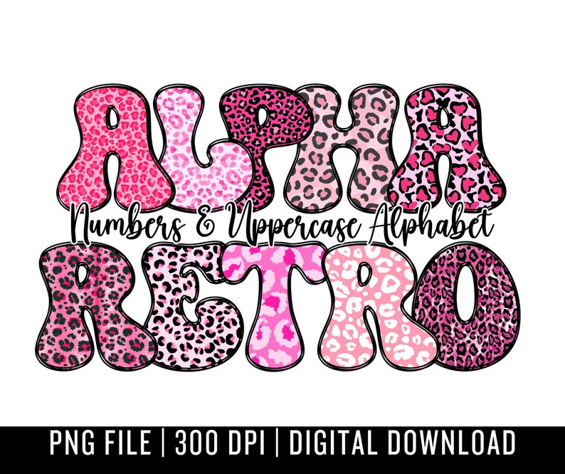 Retro Alphabet Uppercase Letters & Numbers - PNG Digital Download ...