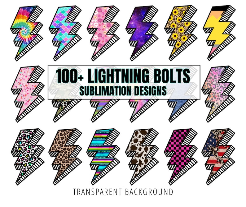 100+ PNG Lightning Bolts Sublimation BUNDLE - Bolt Sublimation Design ...