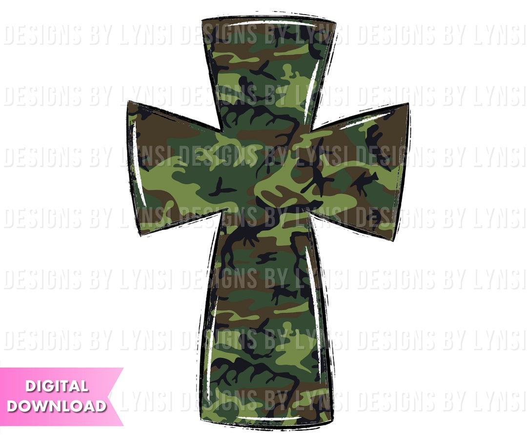 Camo Cross Sublimation PNG Digital Download - Hand Drawn Cross ...