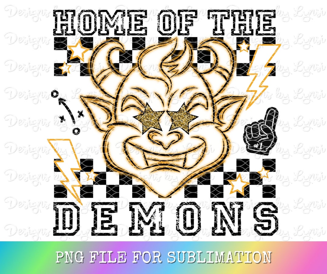 Demons Preppy Mascot PNG Digital Design - Checkered Mascot - School ...