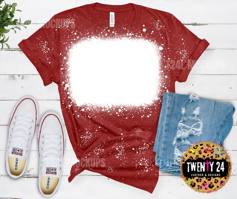 Bella Canvas 3001 Heather Canvas Red Mockup Bleached T-shirt - Etsy