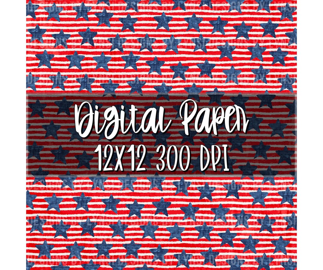 Patriotic Digital Paper JPG - Scrapbook Paper - Stars & Stripes ...