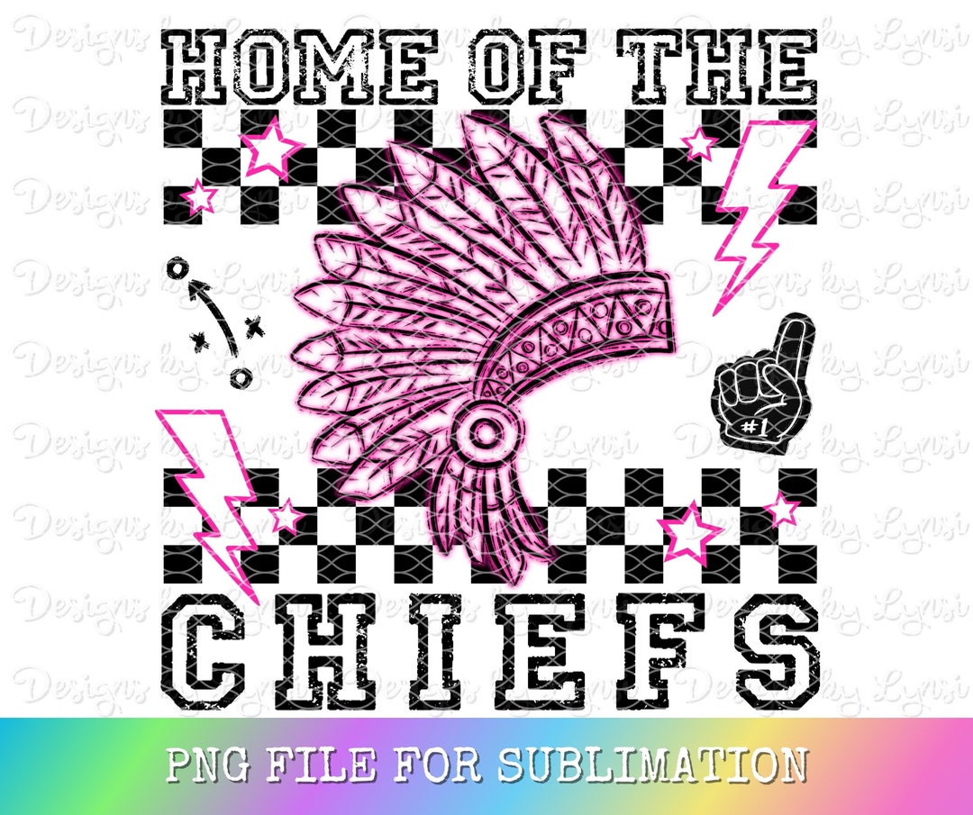 Chiefs Pink Preppy Mascot PNG Digital Design - Checkered Mascot ...