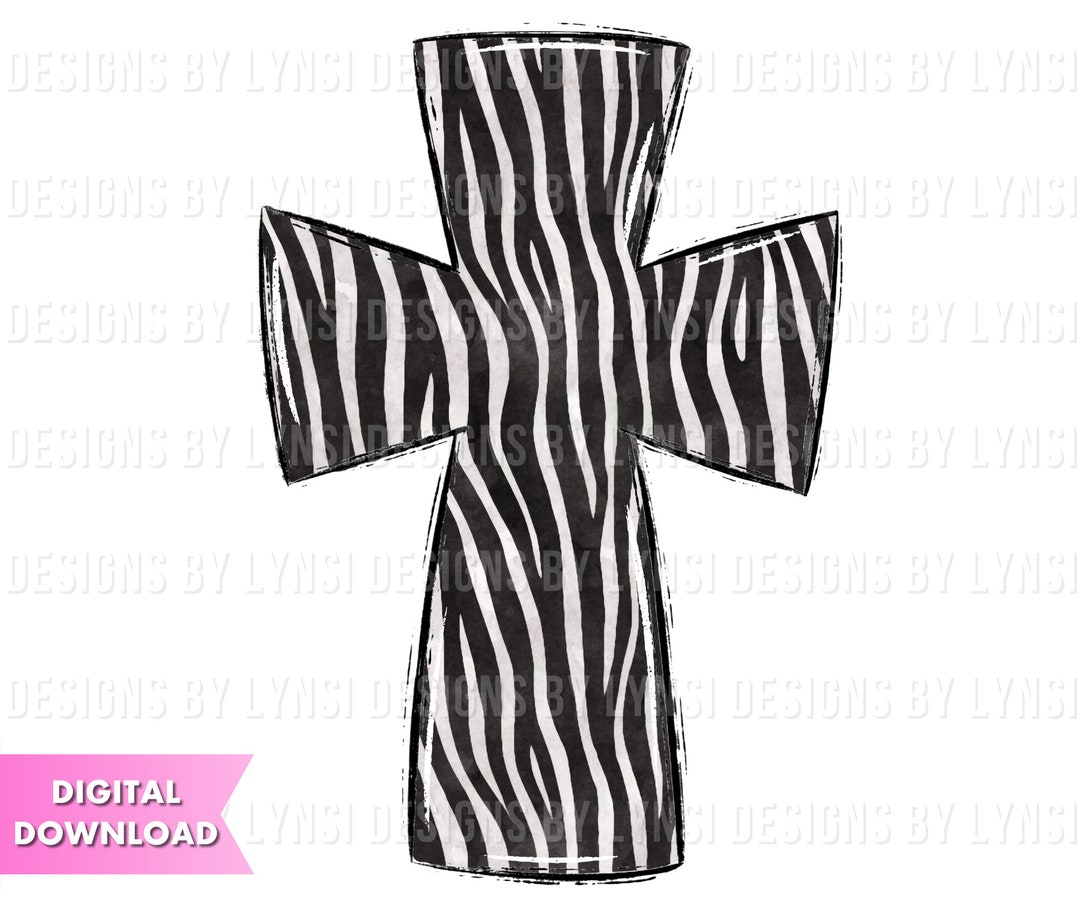 Zebra Cross Sublimation PNG Digital Download - Hand Drawn Cross ...