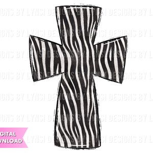 Zebra Cross Sublimation PNG Digital Download - Hand Drawn Cross ...